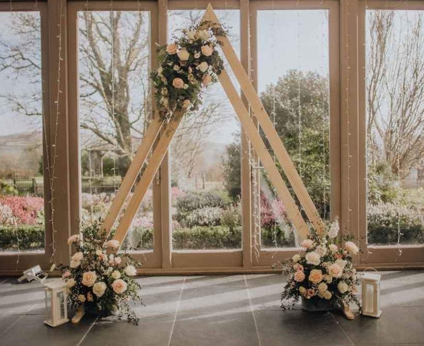 Double Triangle Wooden Arch for Party & Event Hire – Arthurs Cart
